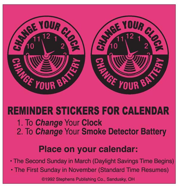 Calendar Reminder Stickers (Stock) - Smoke Detector Reminders ...
